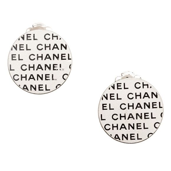 CHANEL | Jewelry | Chanel Vintage Logo Round Clip On Earrings | Poshmark